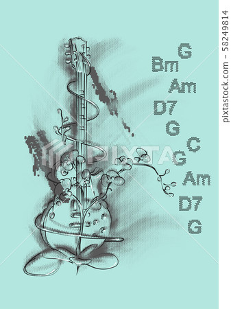 musical background with guitar - Stock Illustration [58249814] - PIXTA