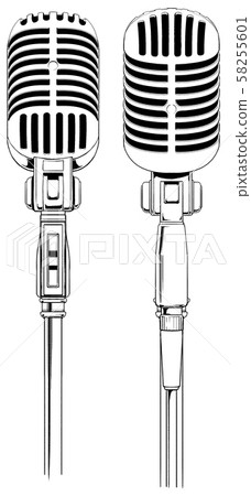 Cartoon-style pen drawing illustration microphone - Stock Illustration ...