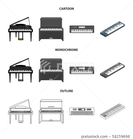 Isolated object of music and piano sign. Set of... - Stock Illustration ...