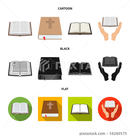 Isolated object of book and christian logo. Set... - Stock Illustration ...
