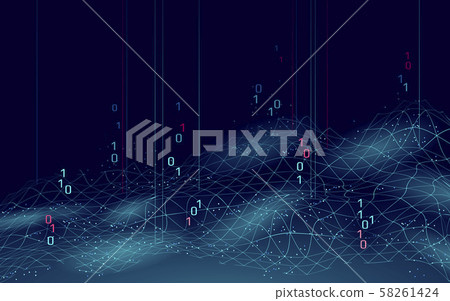 Abstract digital landscape 3D blue background.... - Stock Illustration ...
