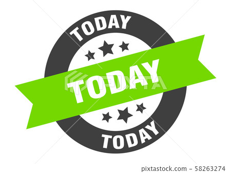 today sign. today black-green round ribbon sticker-插圖素材 [58263274 ...