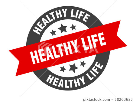 healthy life sign. healthy life black-red round - Stock Illustration ...