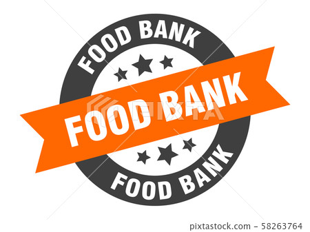 food bank sign. food bank orange-black round - Stock Illustration ...