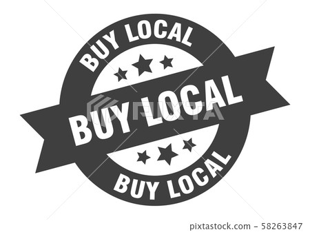 buy local sign. buy local black round ribbon - Stock Illustration ...