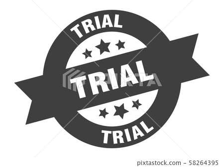 trial sign. trial black round ribbon sticker - Stock Illustration ...