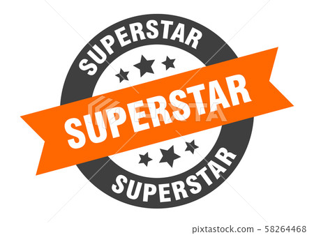 superstar sign. superstar orange-black round - Stock Illustration ...