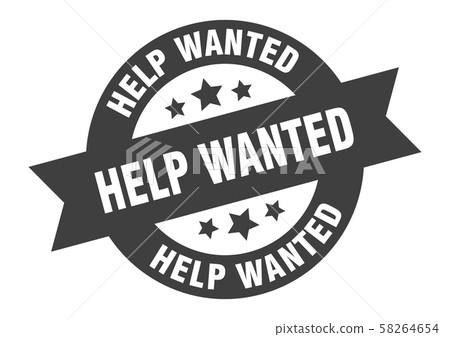 help wanted sign. help wanted black round ribbon - Stock Illustration ...