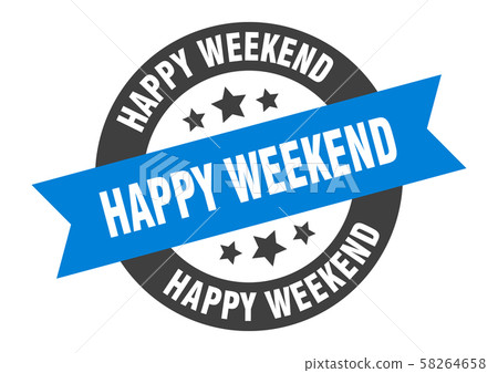 happy weekend sign. happy weekend blue-black round - Stock Illustration ...