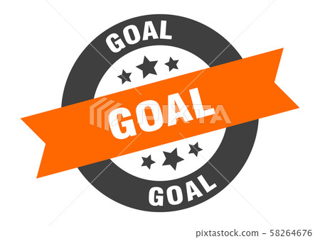 goal sign. goal orange-black round ribbon sticker-插圖素材 [58264676] - PIXTA圖庫