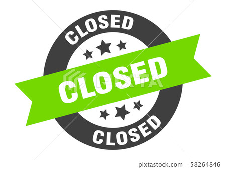 closed sign. closed black-green round ribbon - Stock Illustration ...