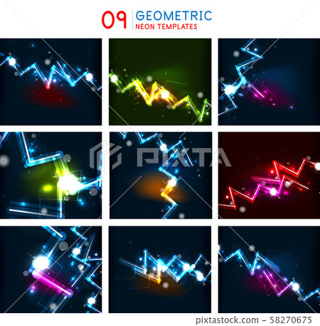 Set of neon zig zag lines, glowing spark trail... - Stock Illustration ...