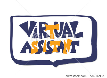 Virtual assistant text. Vector hand drawn quote. - Stock Illustration ...