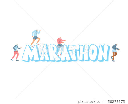 Marathon run text isolated. Vector text design.-插圖素材 [58277375] - PIXTA圖庫