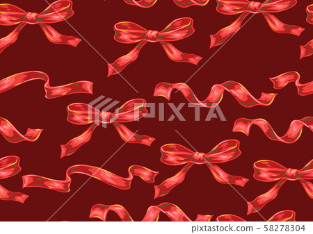 Seamless pattern with red bows and ribbons. - Stock Illustration ...