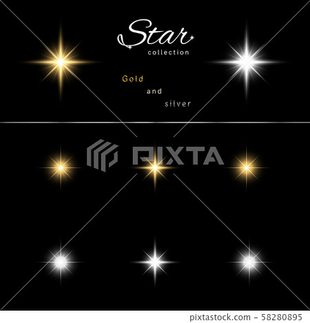 Star collection in gold and silver style. - Stock Illustration ...