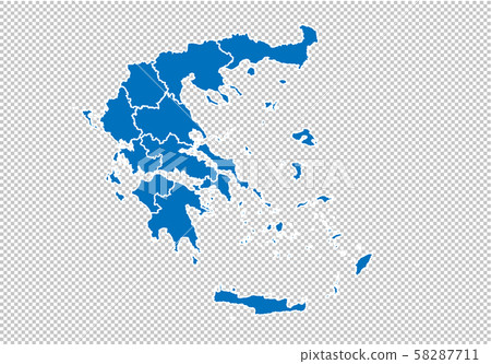 greece map - High detailed blue map with - Stock Illustration [58287711 ...