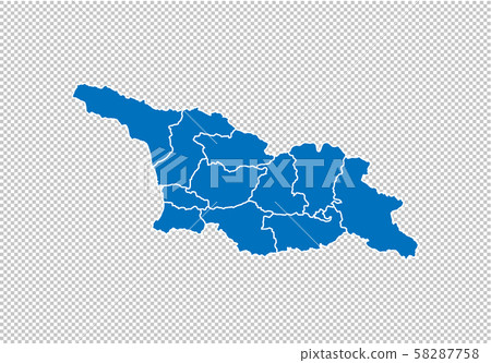 georgia map - High detailed blue map with - Stock Illustration ...