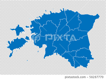 estonia map - High detailed blue map with - Stock Illustration ...