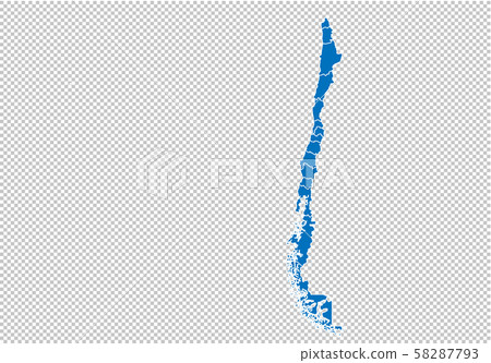 chile map - High detailed blue map with - Stock Illustration [58287793 ...