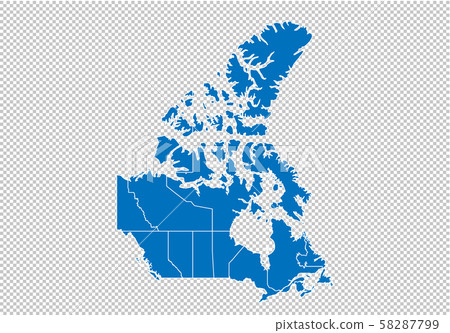 canada map - High detailed blue map with - Stock Illustration [58287799 ...