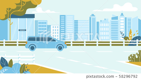City Traffic, Car Driving on Urban Cityscape. - Stock Illustration ...