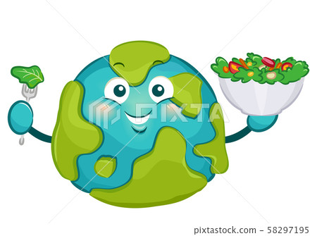 Mascot Big Earth Eat Salad Illustration - Stock Illustration [58297195 ...