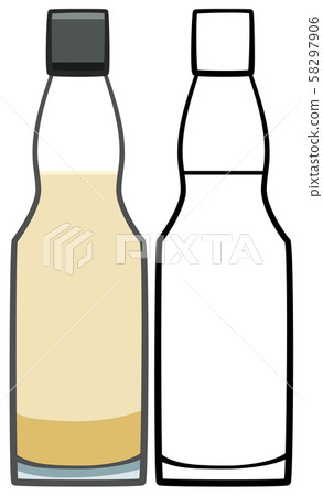 Bottle of sherry in colored and line versions - Stock Illustration ...