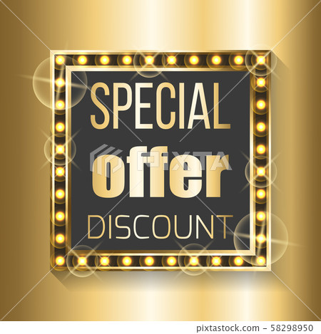 Special Offer Discount in Square Frame on Golden - Stock Illustration ...