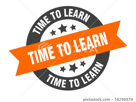 time to learn sign. time to learn orange-black - Stock Illustration ...