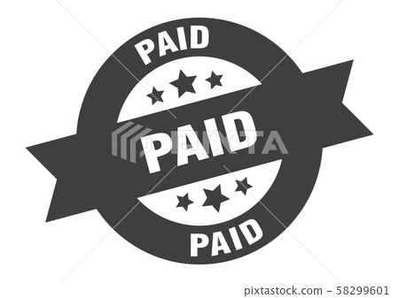paid sign. paid black round ribbon sticker - Stock Illustration ...