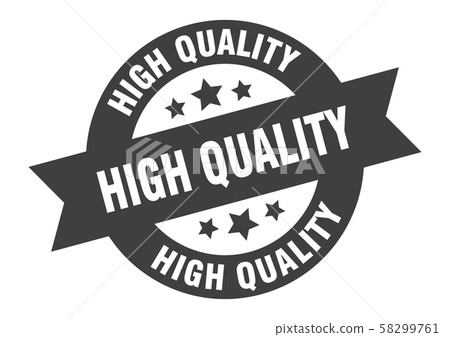 high quality sign. high quality black round ribbon - Stock Illustration ...
