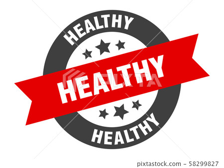 healthy sign. healthy black-red round ribbon - Stock Illustration ...
