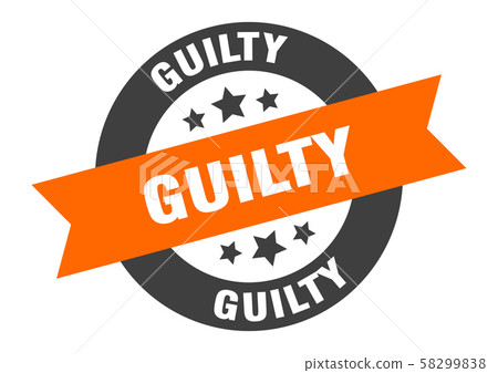 guilty sign. guilty orange-black round ribbon - Stock Illustration ...