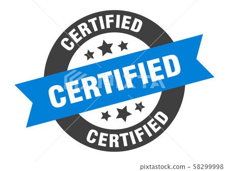 certified sign. certified blue-black round ribbon - Stock Illustration ...