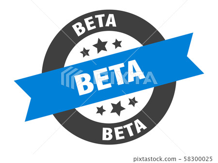 beta sign. beta blue-black round ribbon sticker - Stock Illustration ...