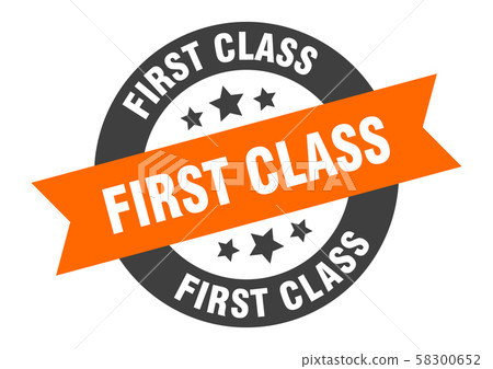 first class sign. first class orange-black round-插圖素材 [58300652] - PIXTA圖庫
