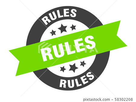rules sign. rules black-green round ribbon sticker - Stock Illustration ...
