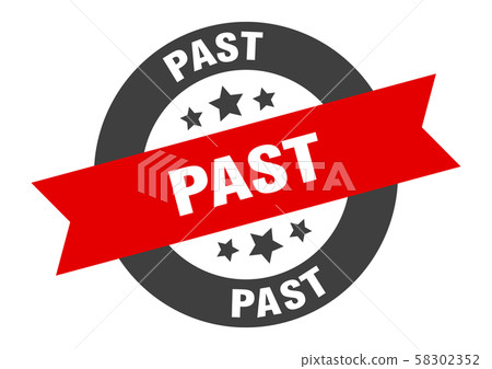 past sign. past black-red round ribbon sticker - Stock Illustration ...