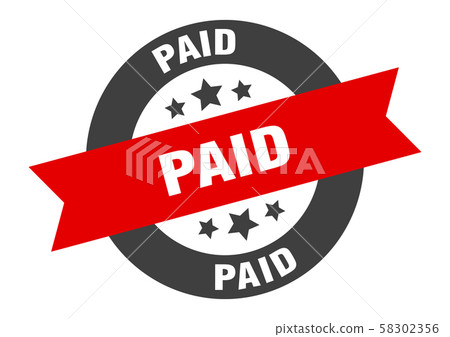 paid sign. paid black-red round ribbon sticker - Stock Illustration ...