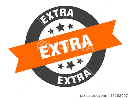 extra sign. extra orange-black round ribbon - Stock Illustration ...