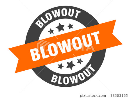 blowout sign. blowout orange-black round ribbon - Stock Illustration ...