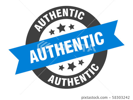 authentic sign. authentic blue-black round ribbon - Stock Illustration ...