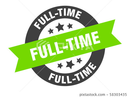 full-time sign. full-time black-green round ribbon-插圖素材 [58303435 ...