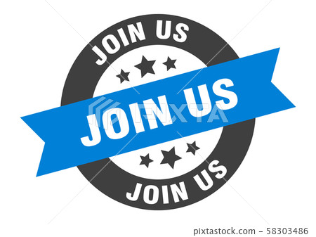 join us sign. join us blue-black round ribbon-插圖素材 [58303486] - PIXTA圖庫