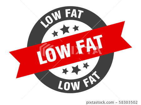 low fat sign. low fat black-red round ribbon - Stock Illustration ...