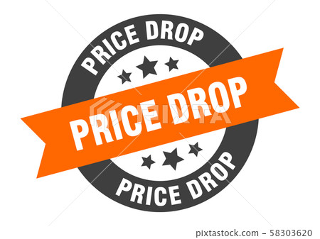 price drop sign. price drop orange-black round - Stock Illustration ...