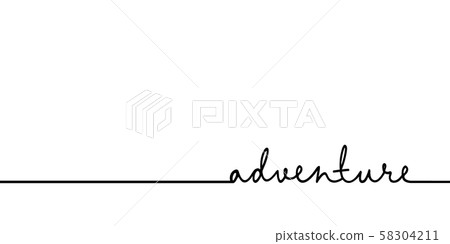 Adventure - continuous one black line with... - Stock Illustration ...