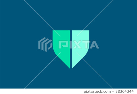 V in blue green color letter logo alphabet for - Stock Illustration ...
