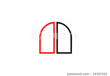 red black line A letter logo alphabet for icon - Stock Illustration ...